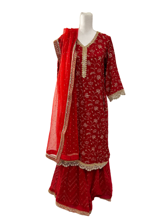 Red Sharara Set